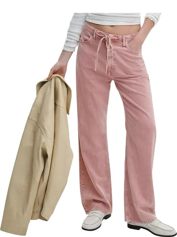 Rag & Bone Featherweight Phoebe Drawstring Wide-leg Jeans - Raspbery