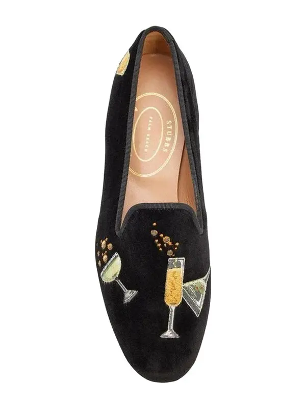Stubbs & Wootton Apos;s Celebrate Velvet Slippers - Black