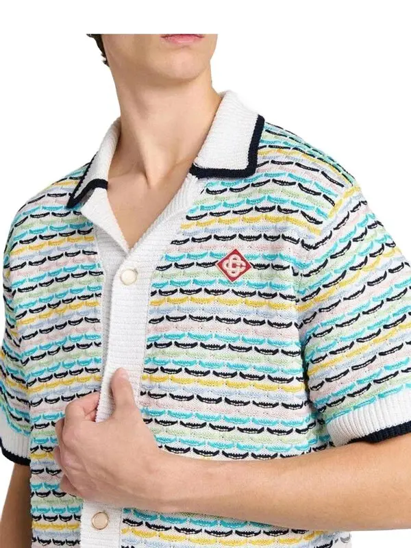 Casablanca Tuck-stitch Cotton Knit Short-sleeve Shirt - Open