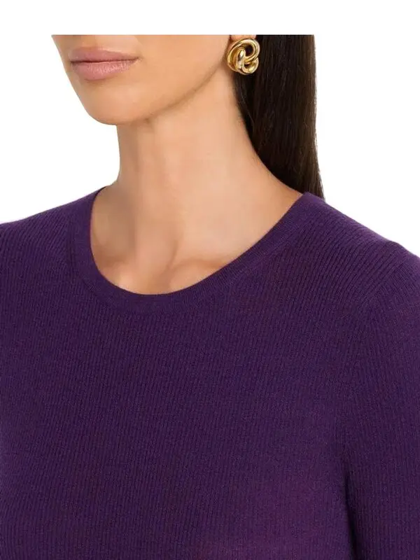 Michael Kors Hutton Ribbed Crewneck Cashmere Pullover - Amethyst