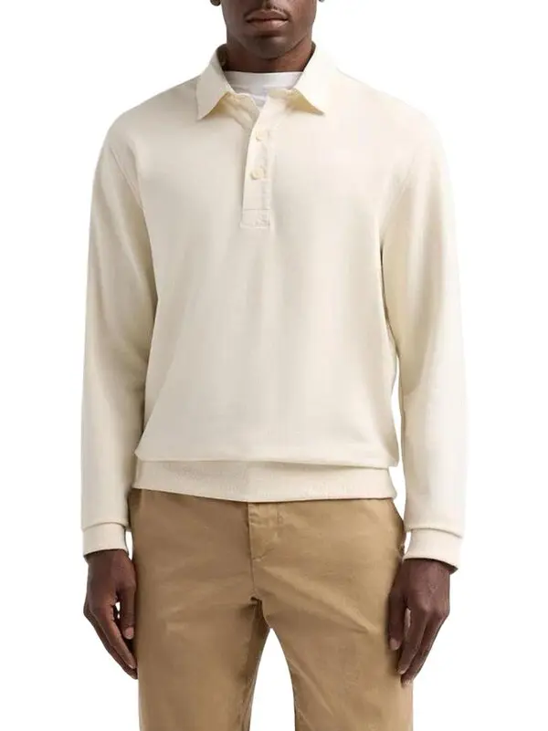 Vince Apos;s French Terry Polo Sweatshirt - Bone