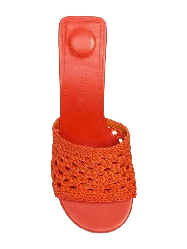 Jacquemus 75mm Les Cubisto Open-knit Mules - Ornge