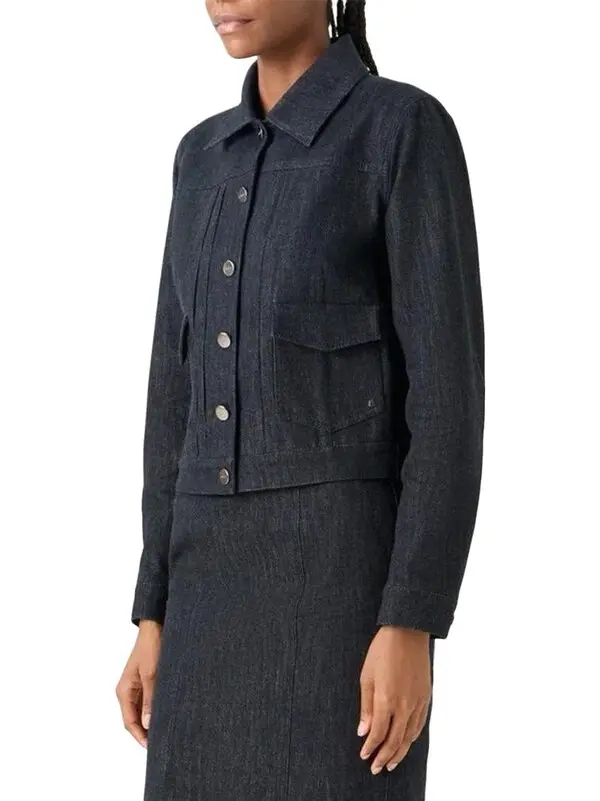 Akris Hilbert Short Stretch Denim Jacket - Black Deni