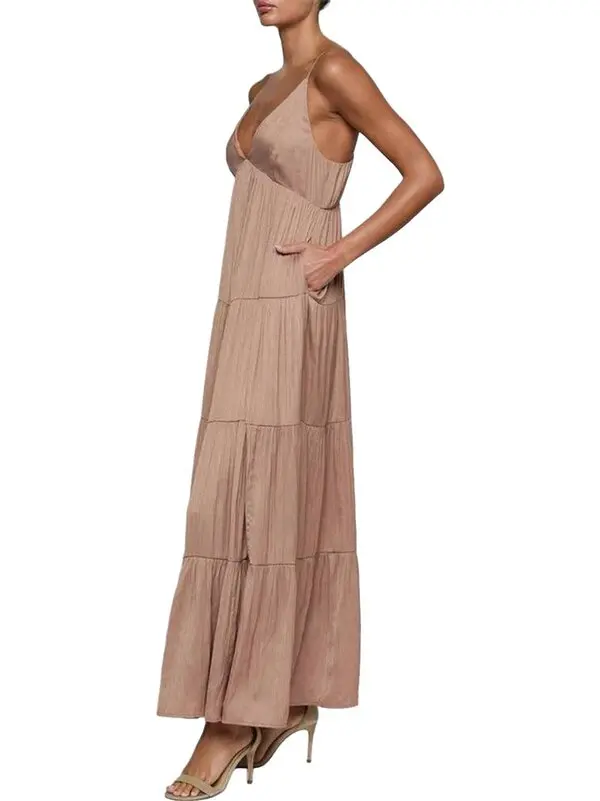 L & Apos;AGENCE Lua Tiered Maxi Dress - Hazelnut