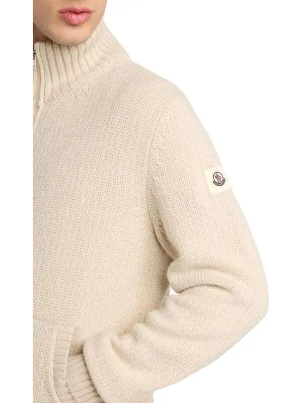Moncler Apos;s Wool And Cashmere Rib-knit Full-zip Cardigan - Frozen Dew