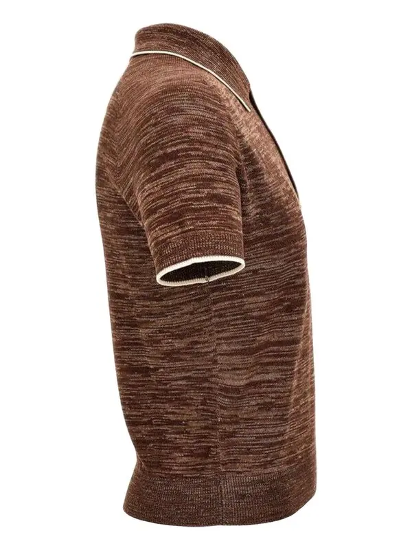 Versace Apos;s Mouline Jacquard Knit Polo - Brown