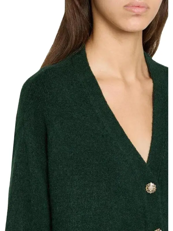 Cinq À Sept Briana Feather-cuff Knit Cardigan - Deep Malac