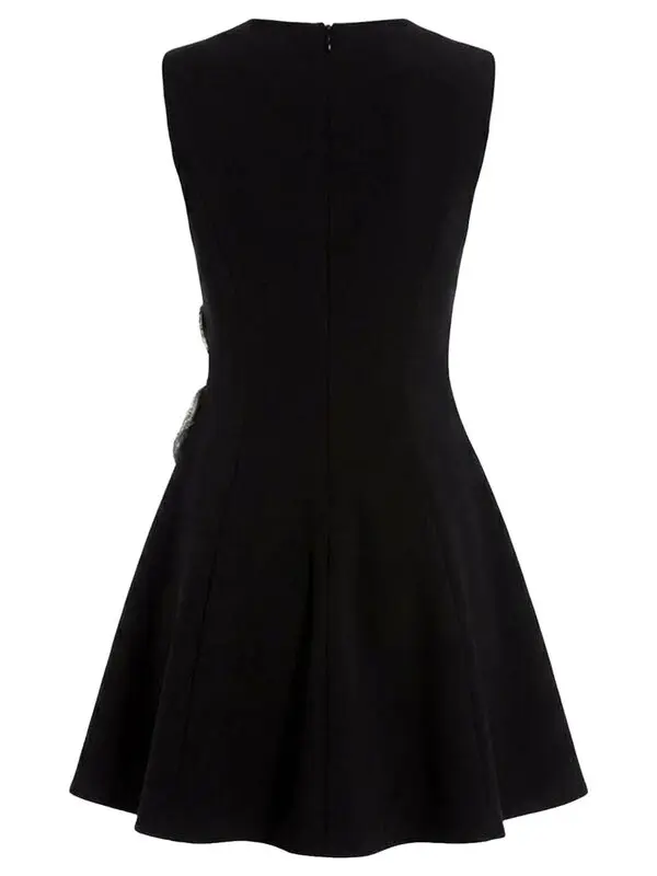 Mac Duggal Rhinestone Flower-embellished Crepe Mini Dress - Black
