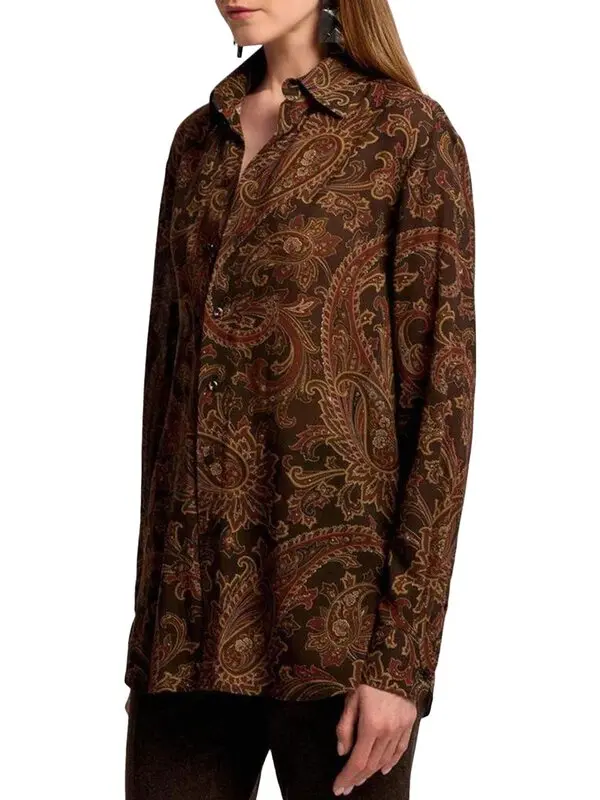Ralph Lauren Trayna Paisley Cotton Voile Shirt - Brown