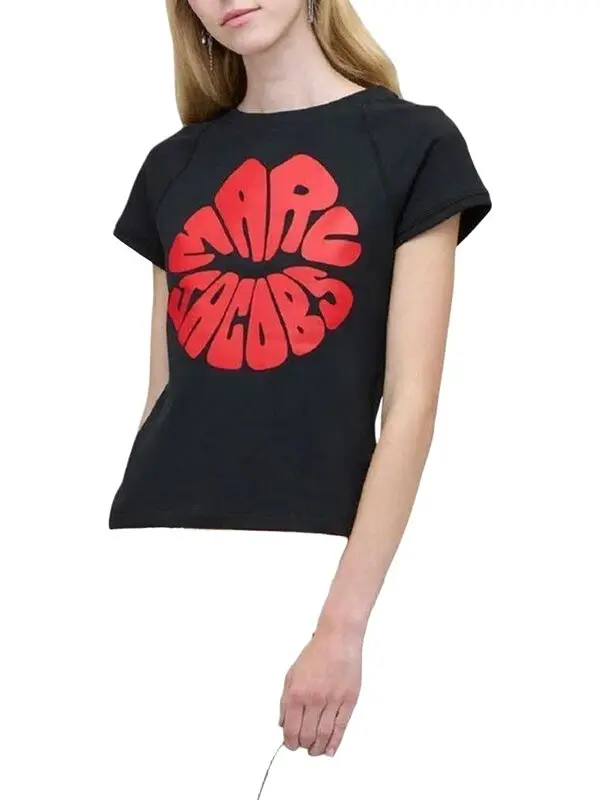 Marc Jacobs Marc Kiss Logo Shrunken T-shirt - Black Mult