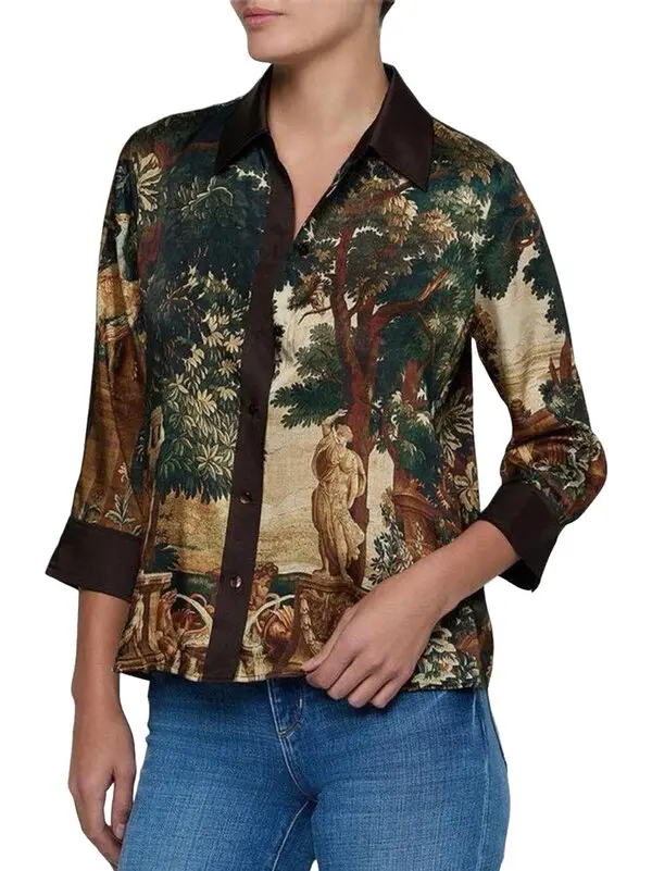 L & APOS;AGENCE Eulalie Placement Print Blouse - Multi