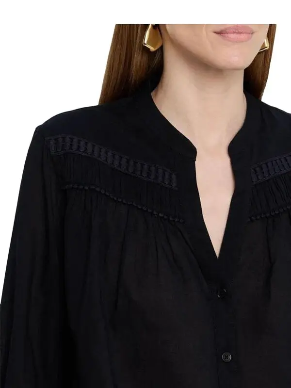 NILI LOTAN Clarys Cotton Voile Top - Midnight