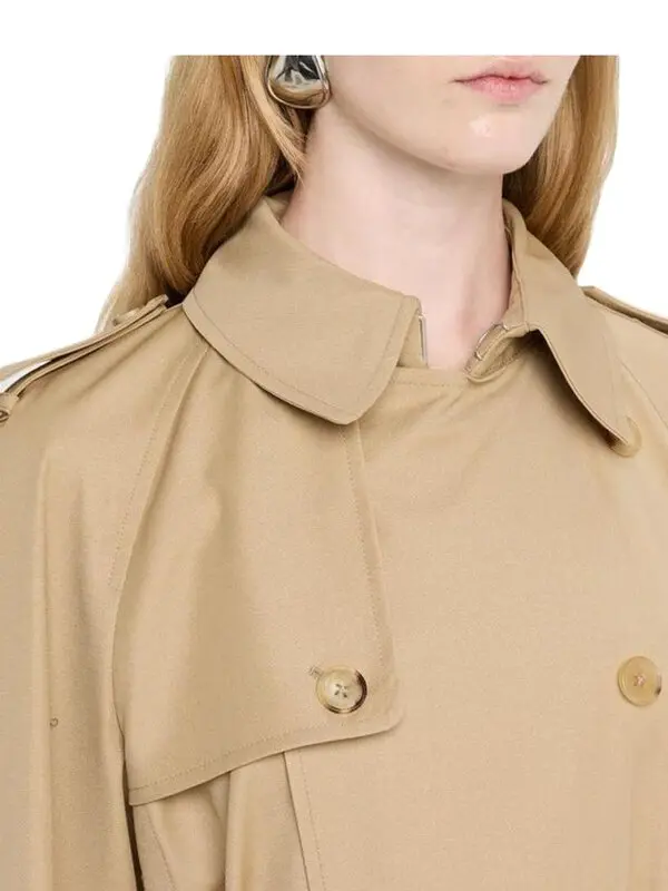 Ralph Lauren Techno Wool Gabardine Belted Long Trench Coat - Icon Tan