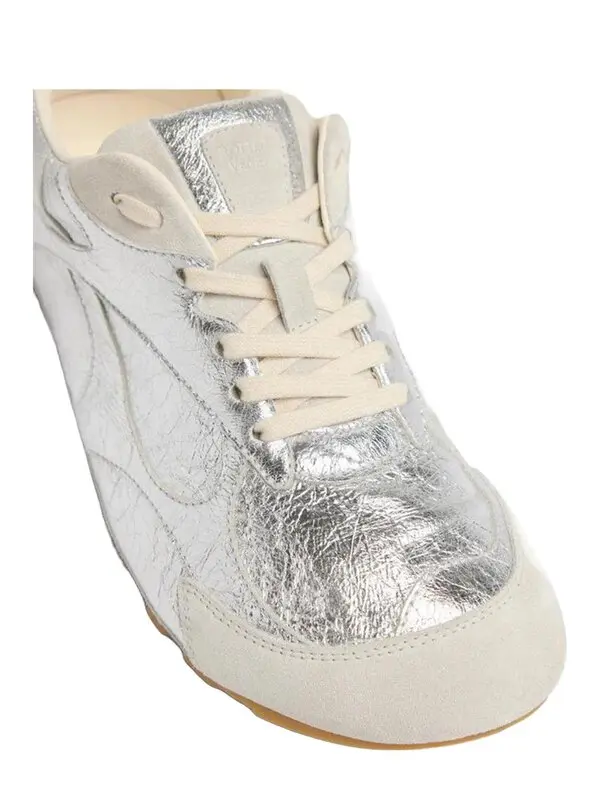 Bottega Veneta Apos;s Orbit Flash Laminated Leather Low-top Sneakers - Silver/optical