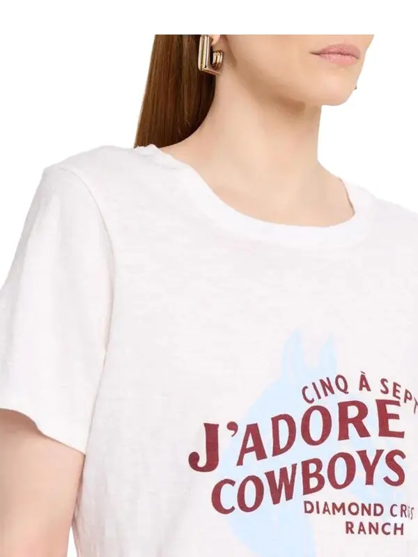 Cinq À Sept J & Apos;adore Cowboys Embellished Shrunken Tee - White Mult
