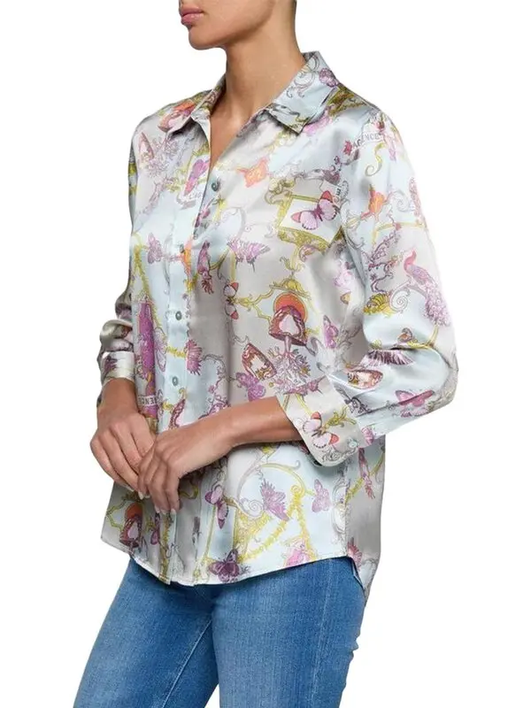 L & APOS;AGENCE Butterfly-print Silk Charmeuse Blouse - Multi Baro