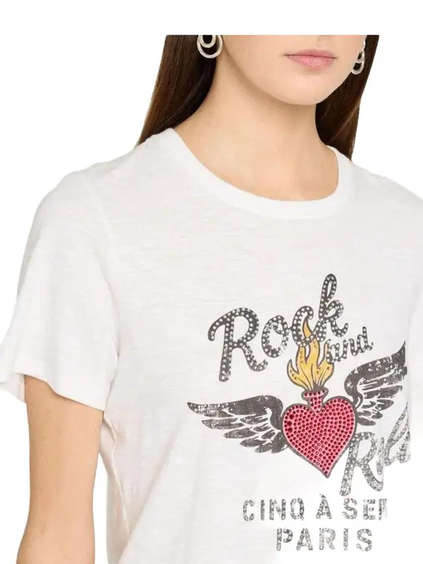 Cinq À Sept Graphic Cotton T-shirt - White Mult