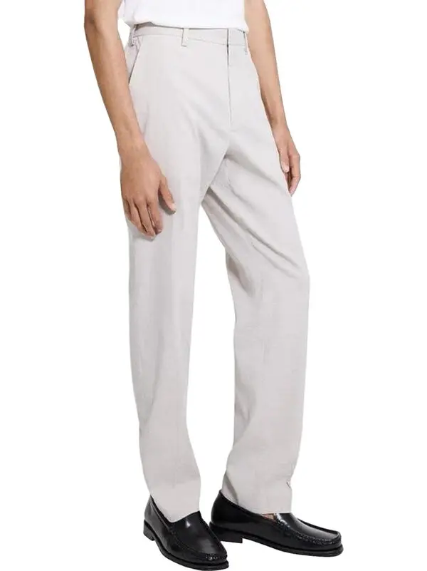 Theory Apos;s Organic Linen Straight Leg Flat-front Trousers - Slvr Cloud