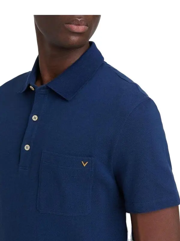 Valentino Garavani Apos;s Vgold Pique Polo Shirt - Indaco