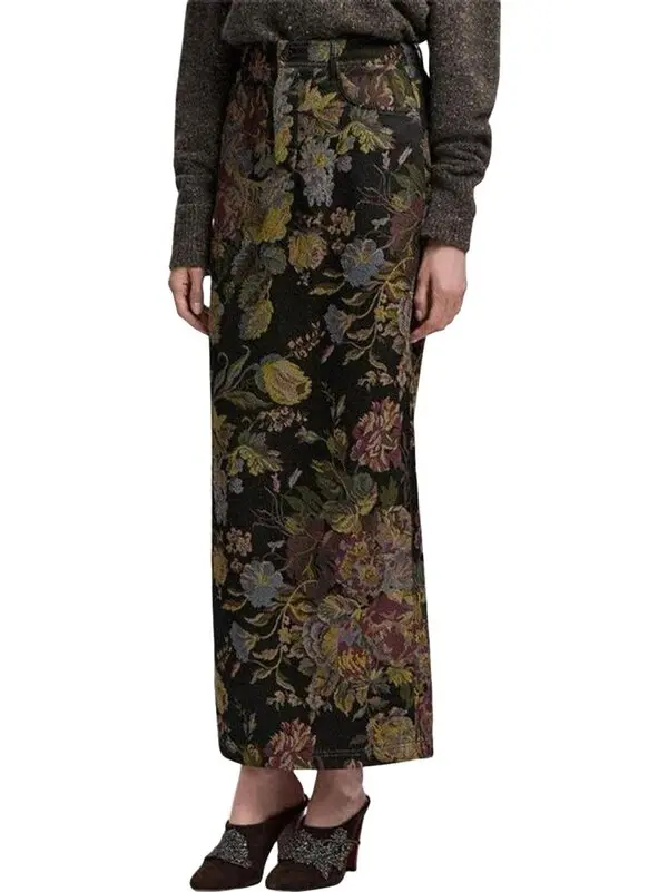 Ralph Lauren Fontaine Floral Jacquard Skirt - Brown
