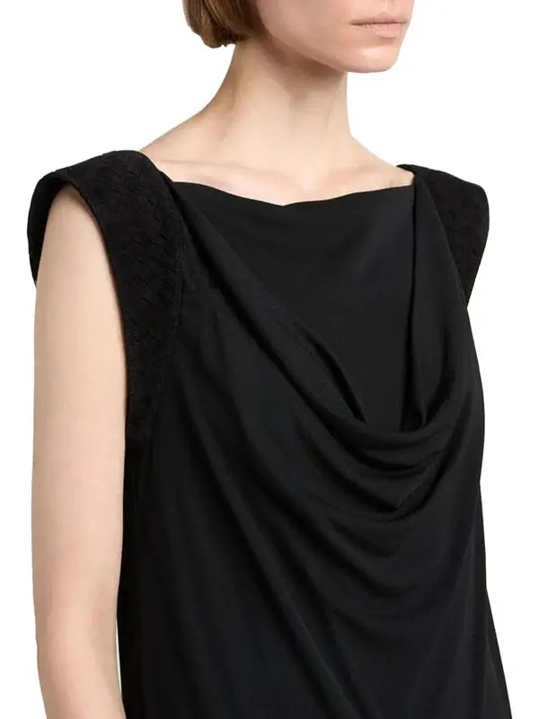 Bottega Veneta Intrecciato-trim Draped Crepe Jersey Maxi Dress - Nero