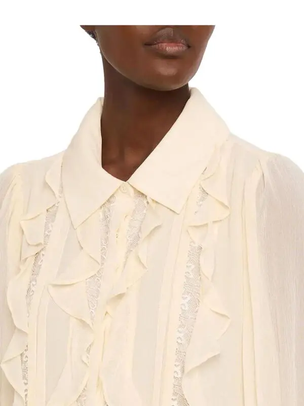Ramy Brook Claire Ruffle Blouson-sleeve Silk Blouse - Bone