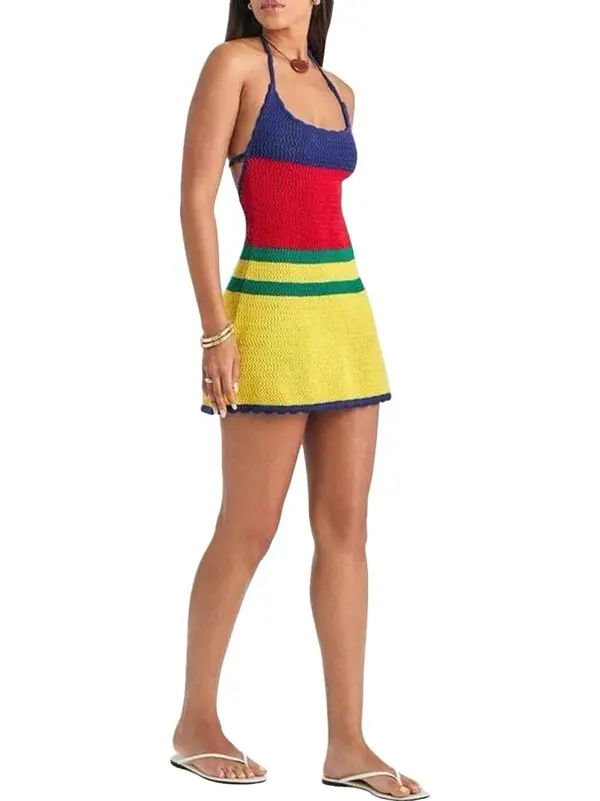 SEROYA Norma Striped Crochet Mini Dress - Multi Stri
