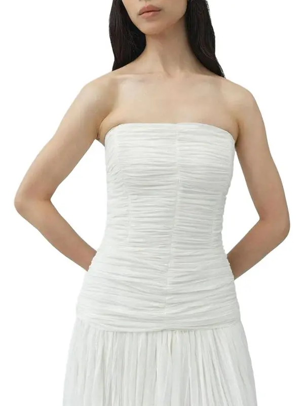 Simkhai Danielle Strapless Crinkle Jersey Bustier Gown - Ivory