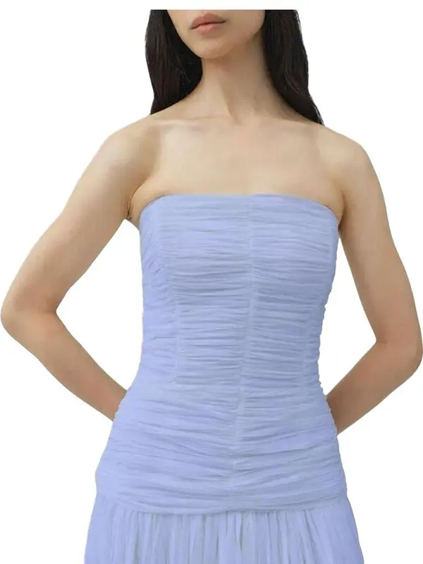 Simkhai Danielle Strapless Crinkle Jersey Bustier Gown - Mist