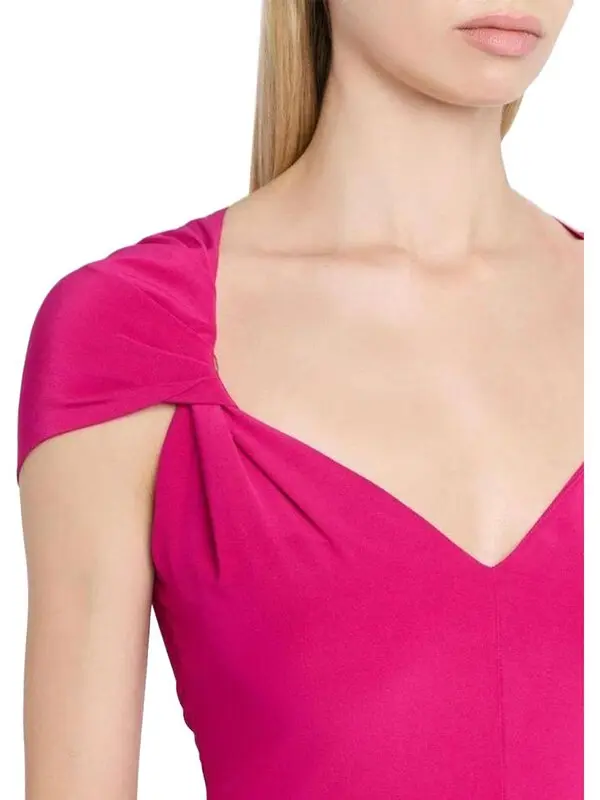 Prabal Gurung Twisted Cap-sleeve A-line Midi Dress - Fuchsia