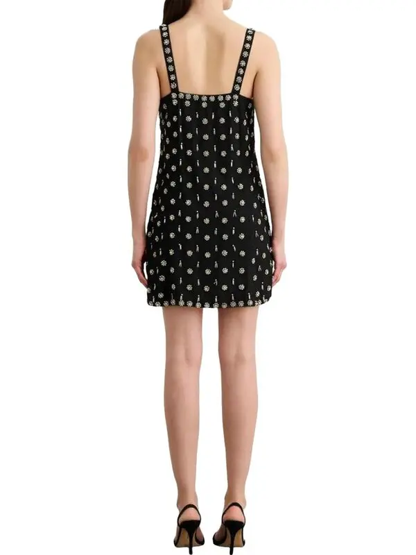 TOCCIN Dove Hand-beaded Mini Shift Dress - Jet