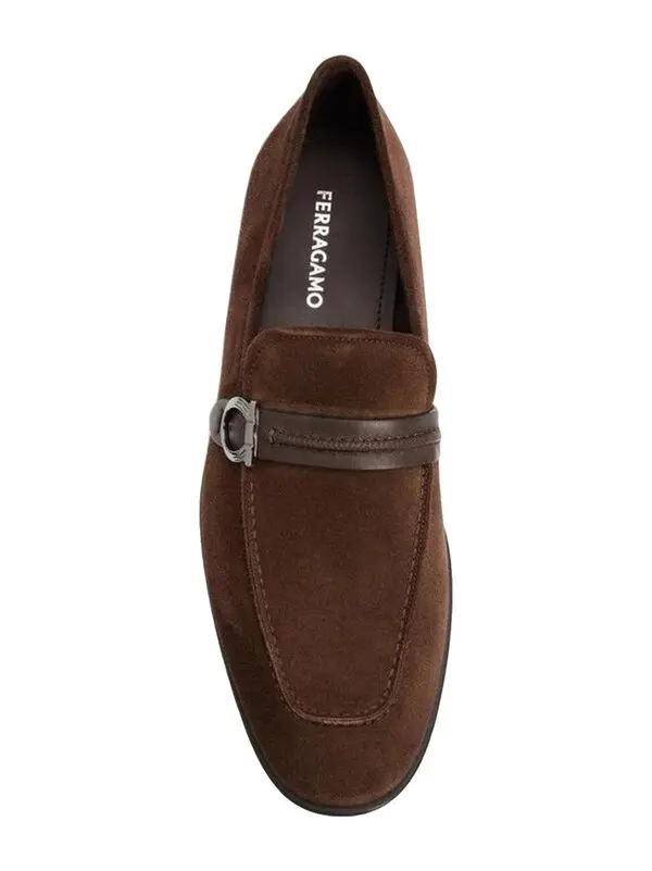 FERRAGAMO Apos;s Terence Suede Side-gancio Loafers - Bark