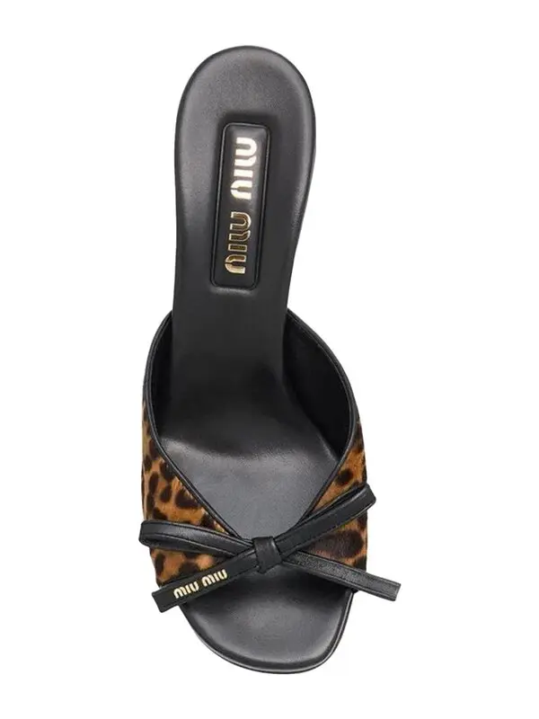 Miu Miu 80mm Leopard Calf Hair Mule Sandals - Miele