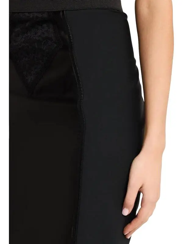 Dolce & Gabbana Lace Satin Paneled Pencil Skirt - Nero