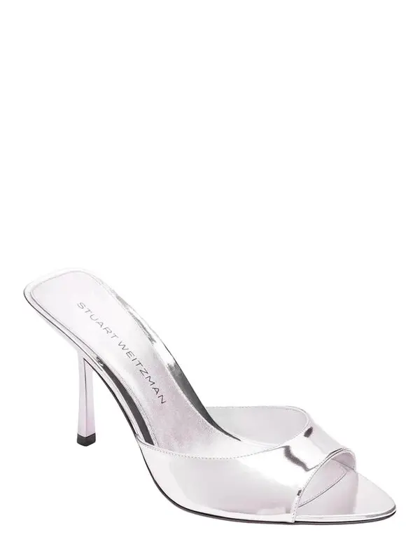 STUART WEITZMAN 85mm Lexington Metallic Leather Mules - Silver