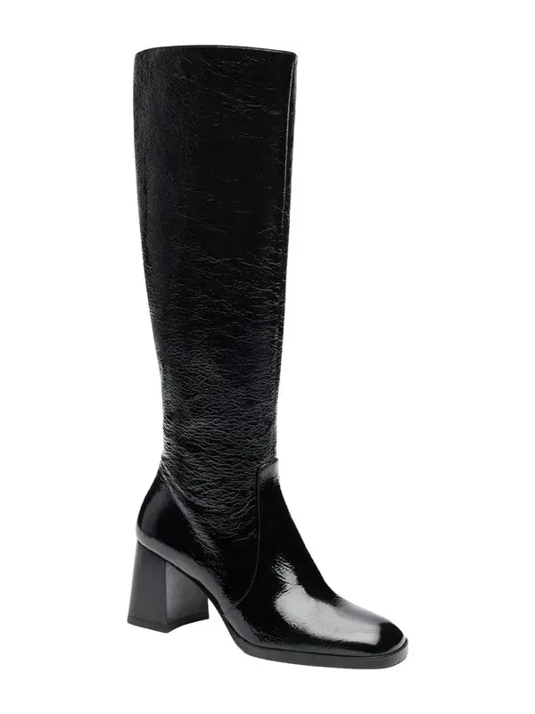 STUART WEITZMAN 70mm Vera Crinkle Patent Leather Knee-high Boots - Black