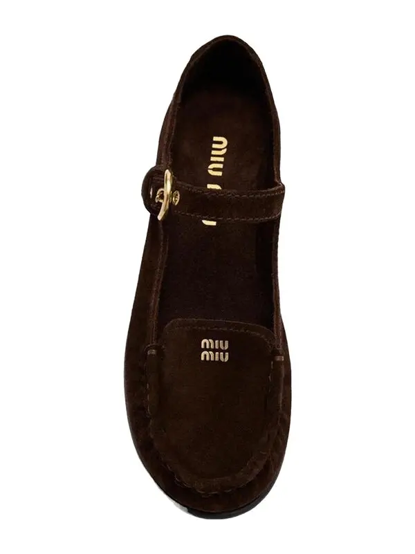 Miu Miu Suede Mary Jane Loafers - Moro