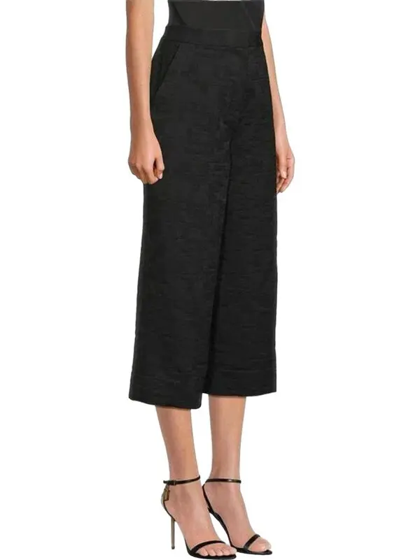 Natori Jacquard Wide-leg Crop Pants - Black