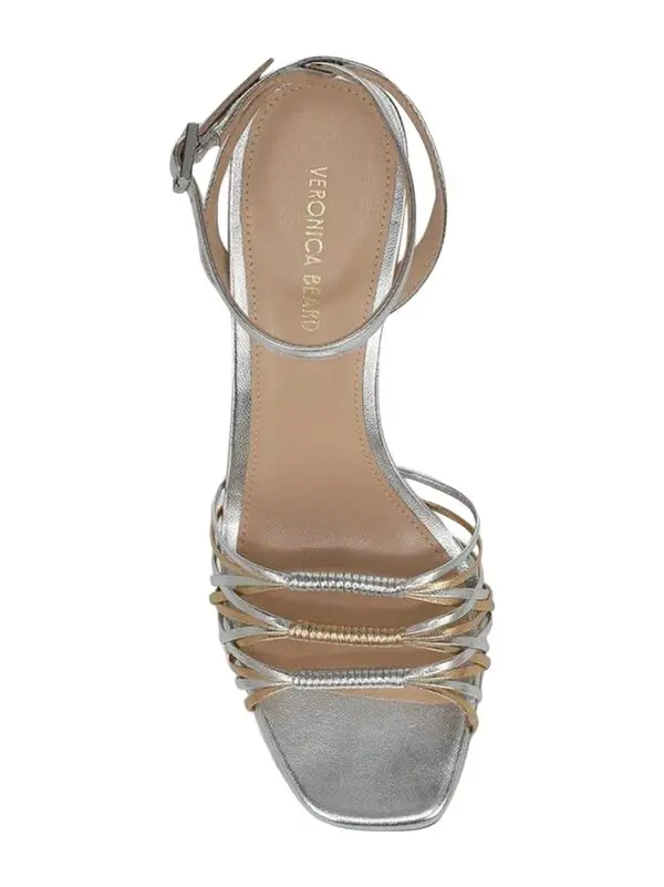 Veronica Beard 100mm Beverlee Metallic Leather Platform Sandals - Silver