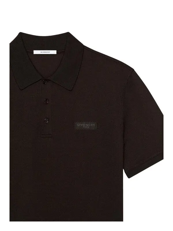 Givenchy Apos;s Grosgrain Label Cotton Polo Shirt - Black