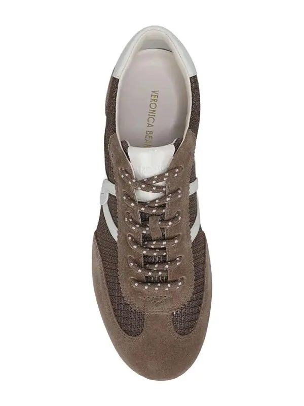 Veronica Beard Riviera Mesh And Leather Low-top Sneakers - Bark