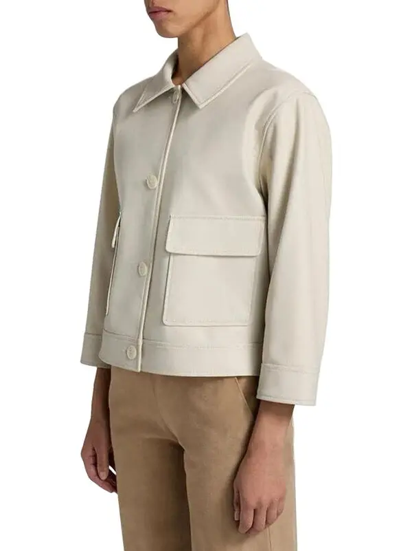 LAMARQUE Elara Faux Leather Shirt Jacket - Bone