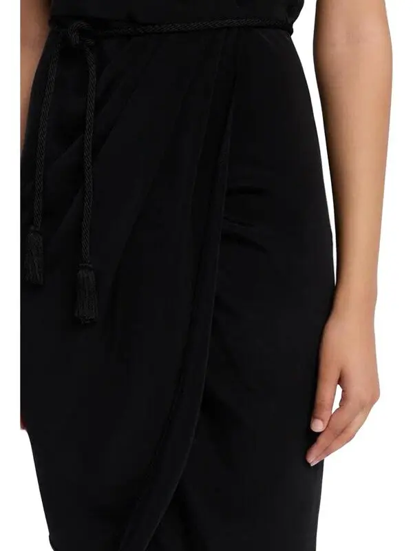 Giorgio Armani Belted Cap-sleeve Jersey Wrap Dress - Black