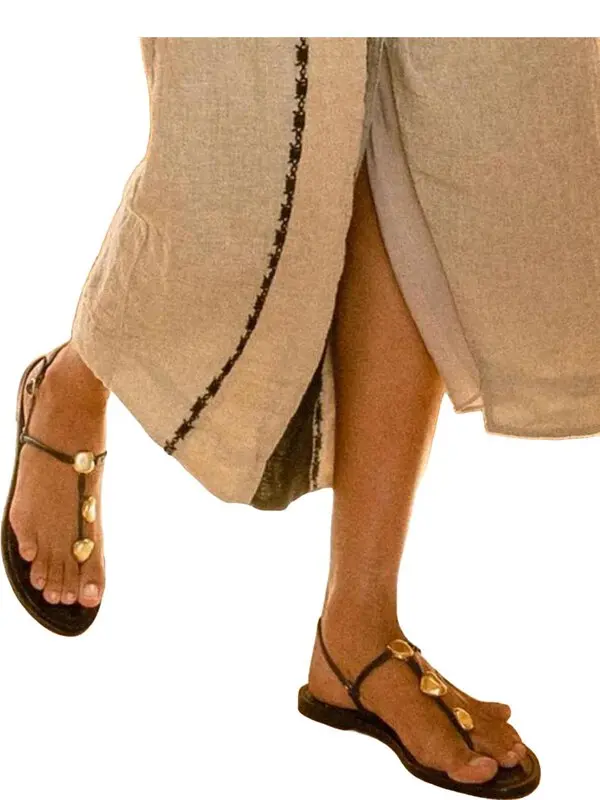 AMANU The Nairobi Leather T-strap Sandals - Black