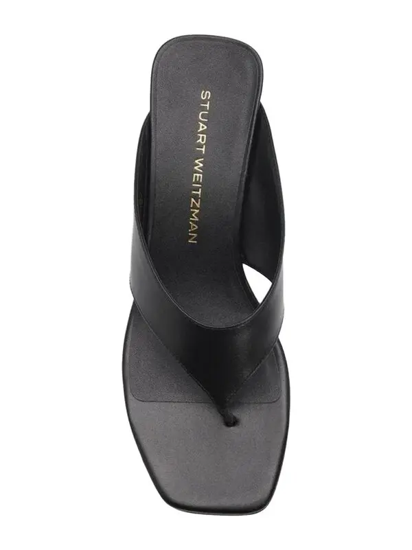 STUART WEITZMAN 50mm Vinnie Leather Thong Sandals - Black