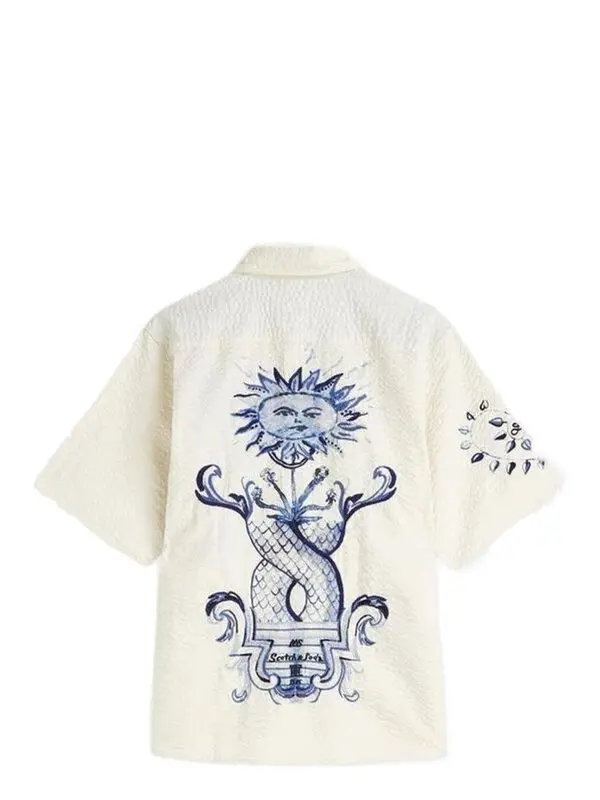 Scotch & Soda X Royal Delft & Apos;s Relaxed Short-sleeve Shirt - Eggnog
