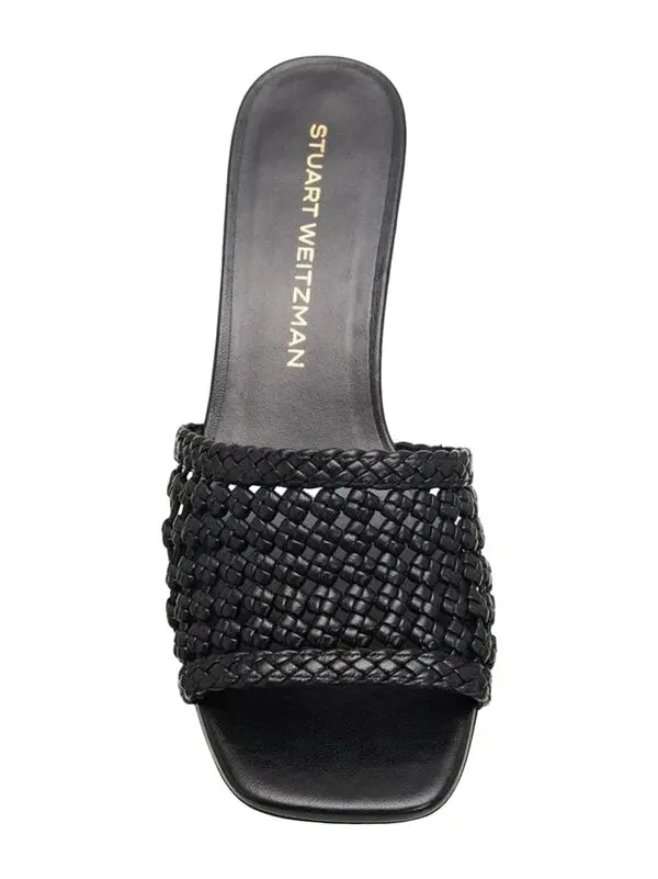 STUART WEITZMAN Marina 50mm Leather Angled-heel Slide Sandals - Black