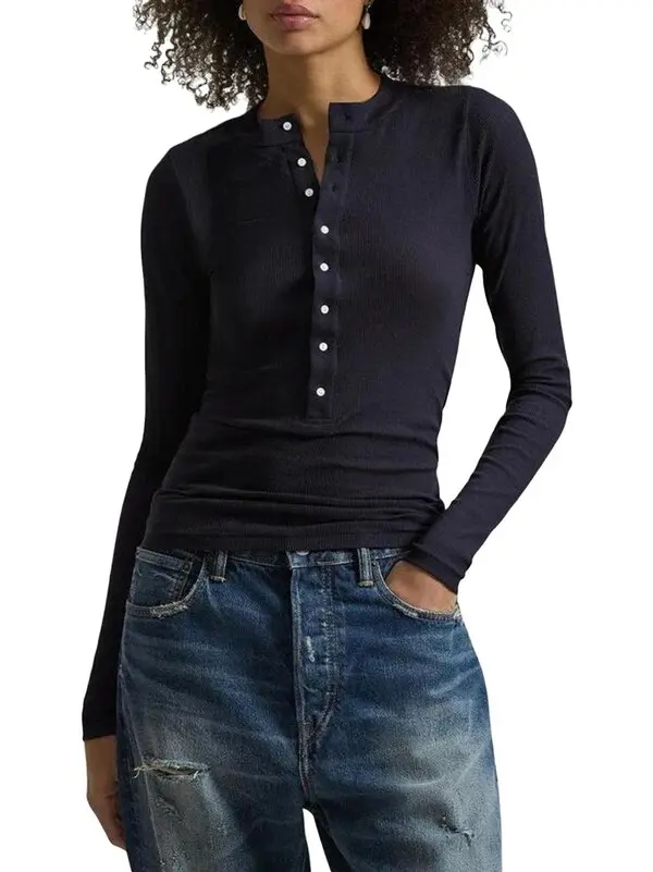 Polo Ralph Lauren Rib-knit Cotton Top - Atlantic
