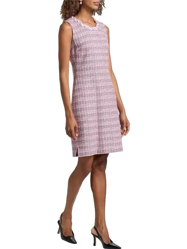 Misook Tweed Knit Sheath Minidress - Pink Parfa