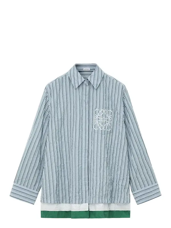 Loewe Striped Crinkled Cotton Button-down Shirt - Light Blue